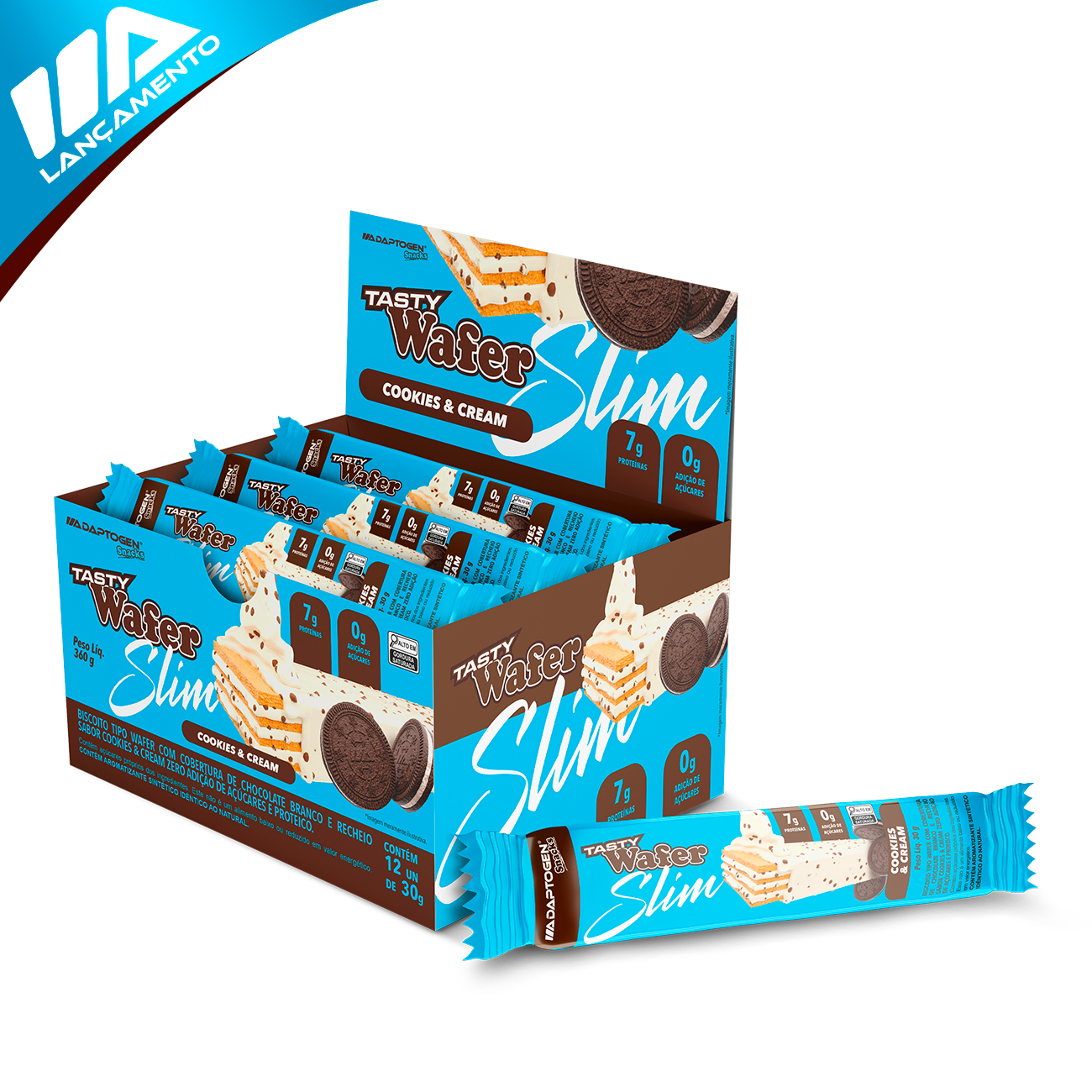 Tasty Wafer Slim Cookies & Cream 30G CX12 | Adaptogen Science
